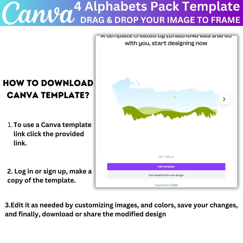 Editable Canva Uppercase Letters & Number Bundle, Canva Frame Template ...