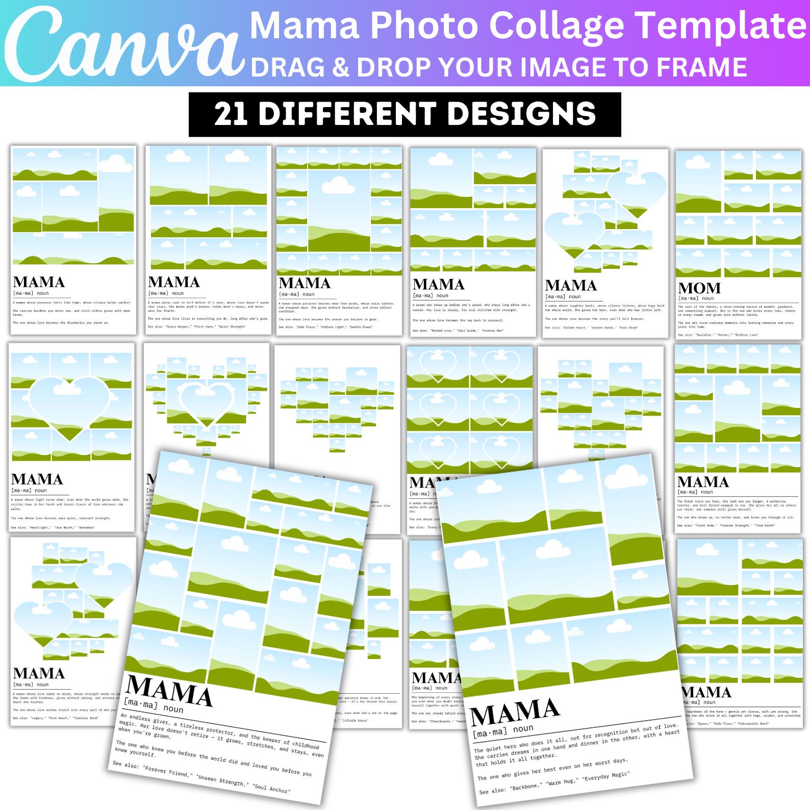 Mama Definition Photo Collage Canva Editable Template, Mom Photo ...