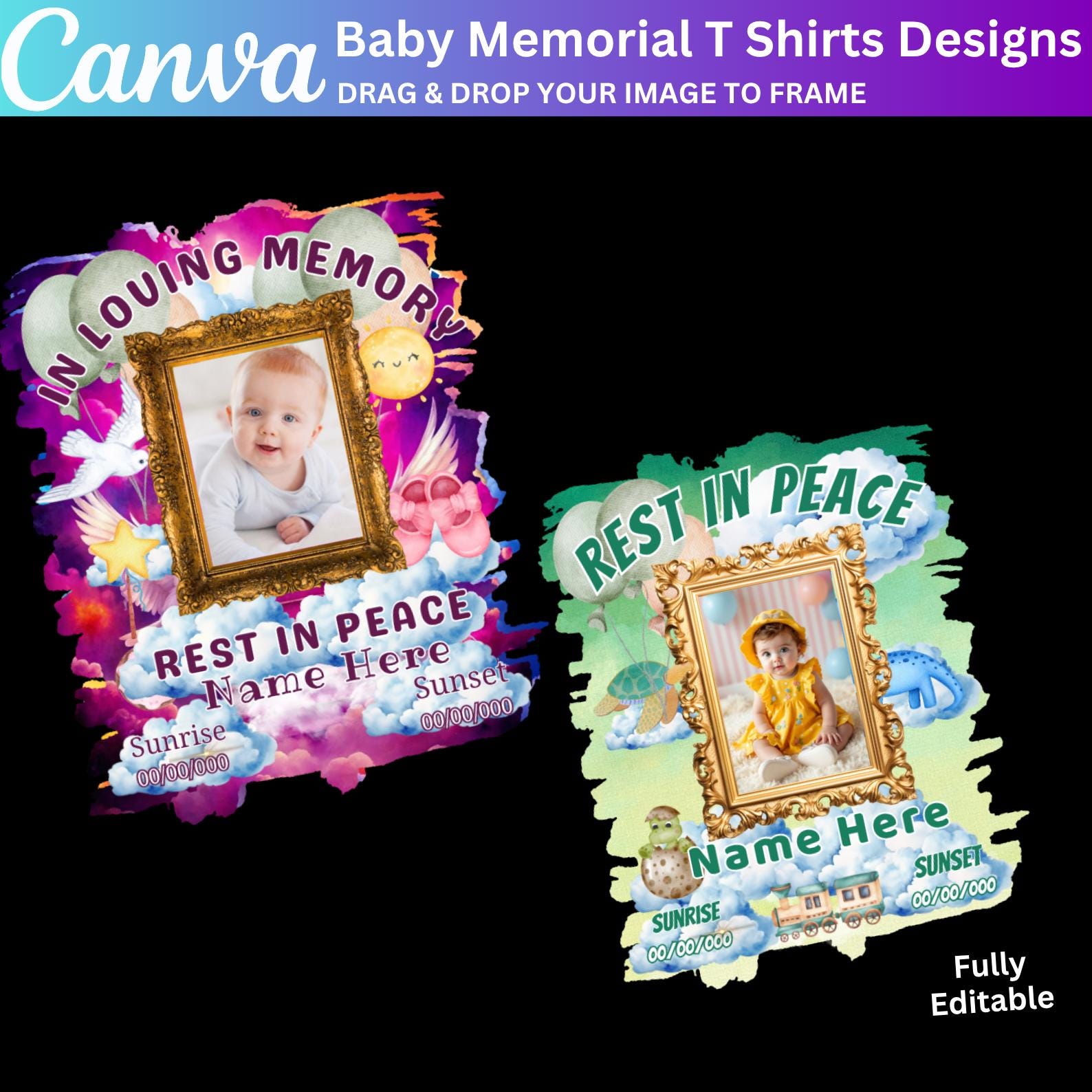 Baby Funeral Memorial Canva Design, in Loving Memory Design Canva ...