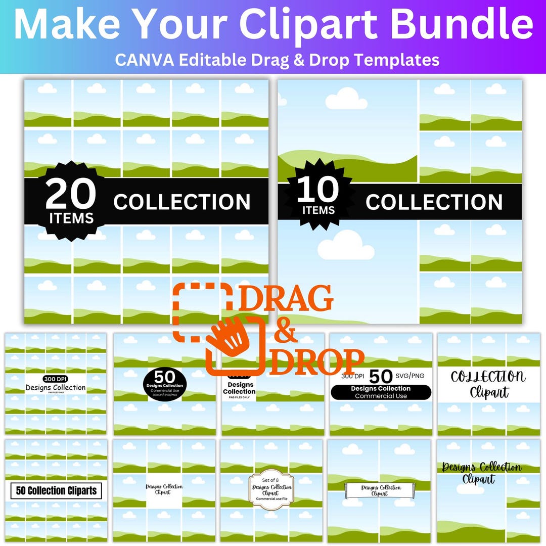 25 Etsy Clipart Mockup Bundle, Canva Editable Mockups, Digital Product ...