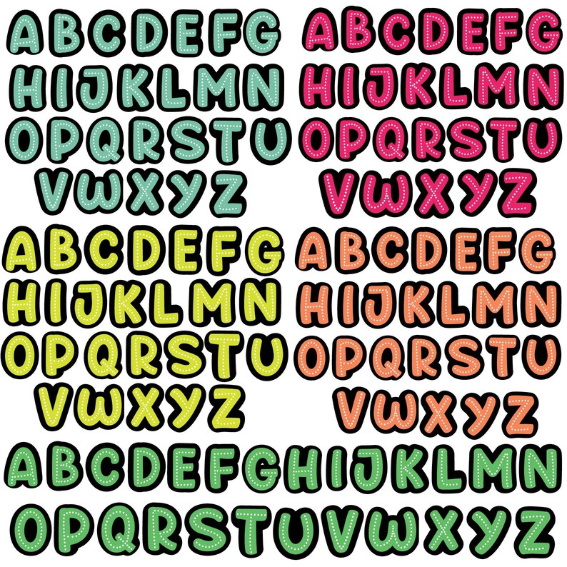 Alpha Doodle Dots Letters Svg Png Bundle, Custom Dot Dalmatian Alphabet ...