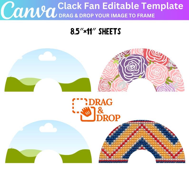 Clack Fan Canva Editable Template, Chinese Fan Template, Festival Hand ...