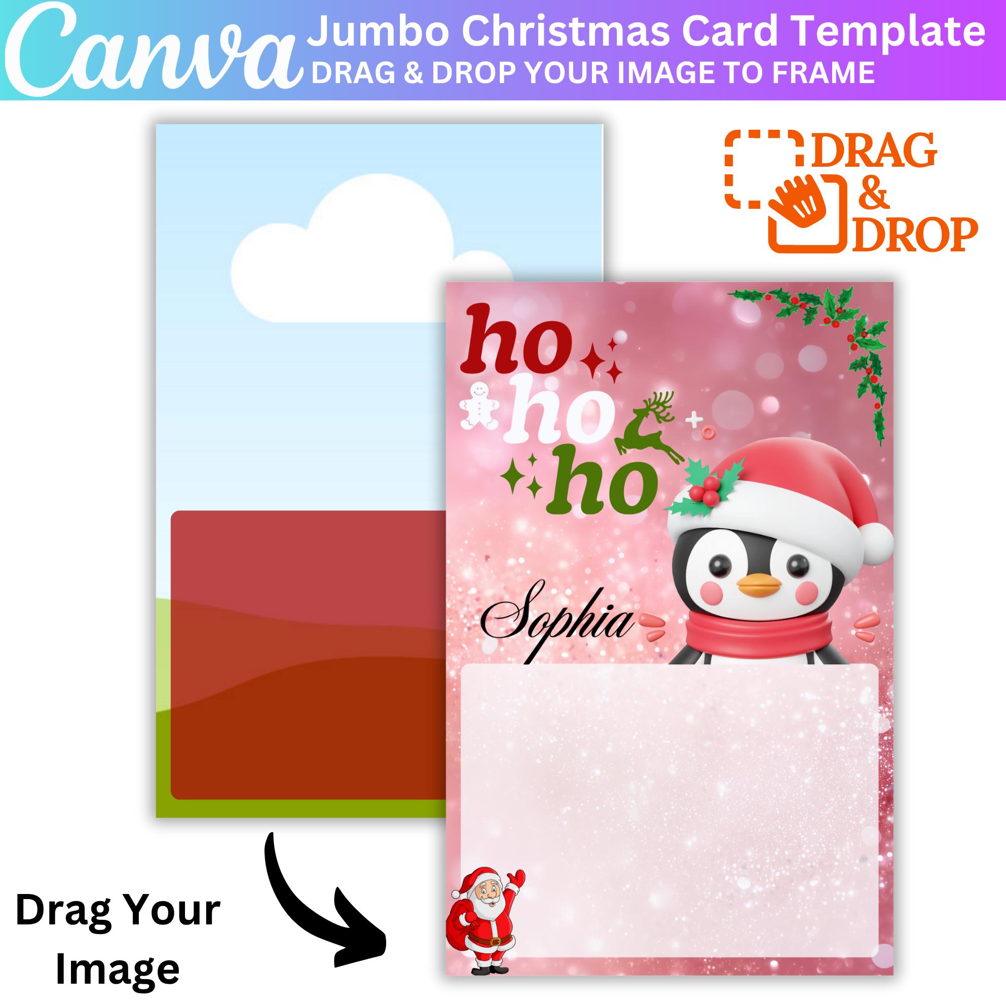 Canva Jumbo Card Template, Christmas Jumbo Card Canva Frame, Holiday ...