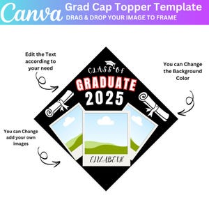 Custom Photo Graduation Topper Template, Graduation Cap Canva Designs ...