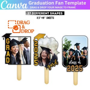 Graduation Fan 2025 Canva Editable Template, Grad Paddle Template ...