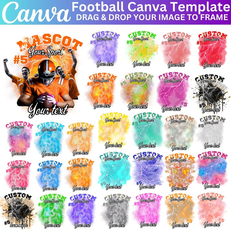 Football Editable Canva Template Mega Bundle, Mascot Shirt Canva ...