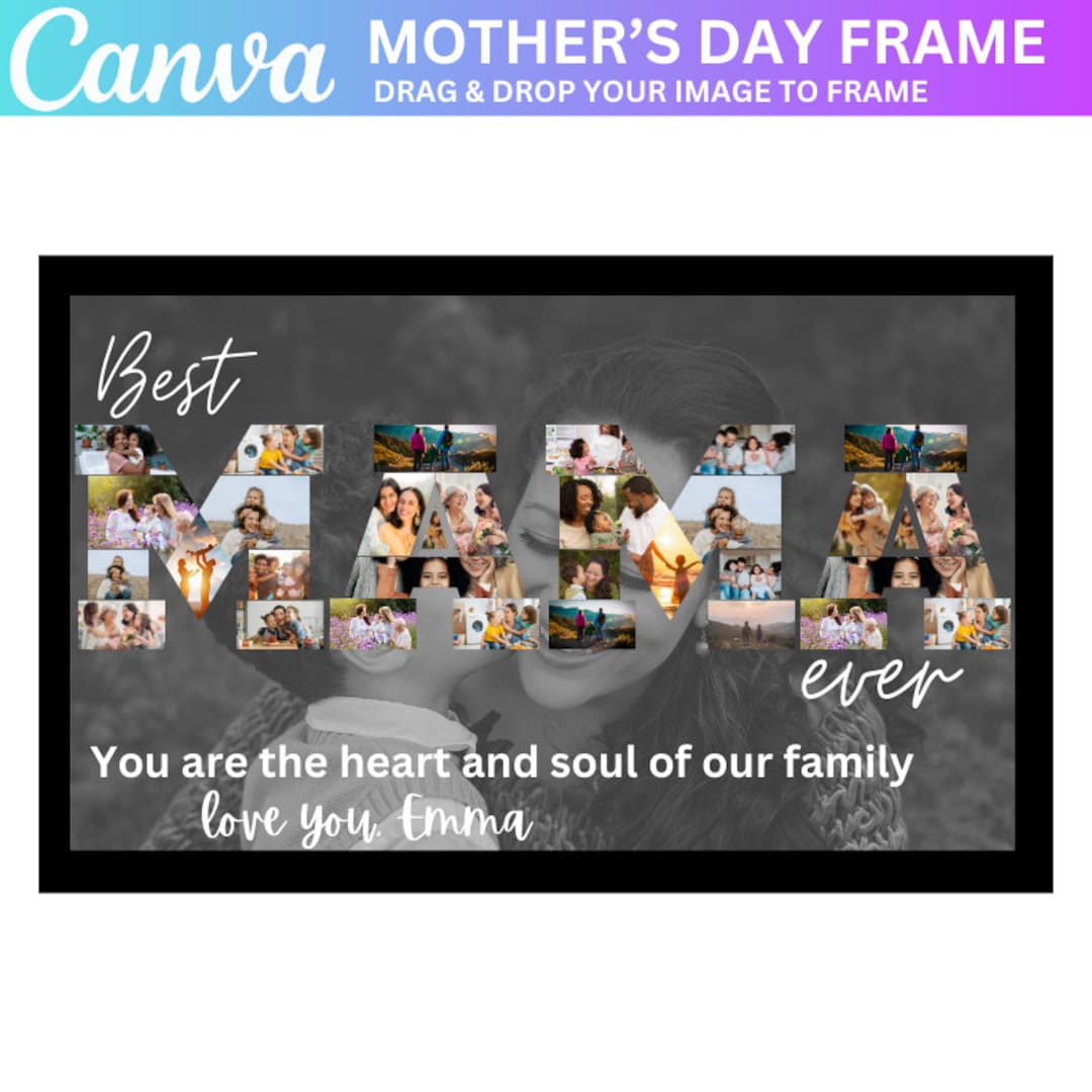 Mama Photo Collage, Mommy Canva Frame Template, Mother Day Gift, Mom ...