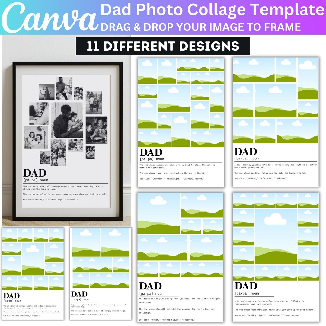 Dad Definition Photo Collage Canva Editable Template, Dad Photo Collage ...