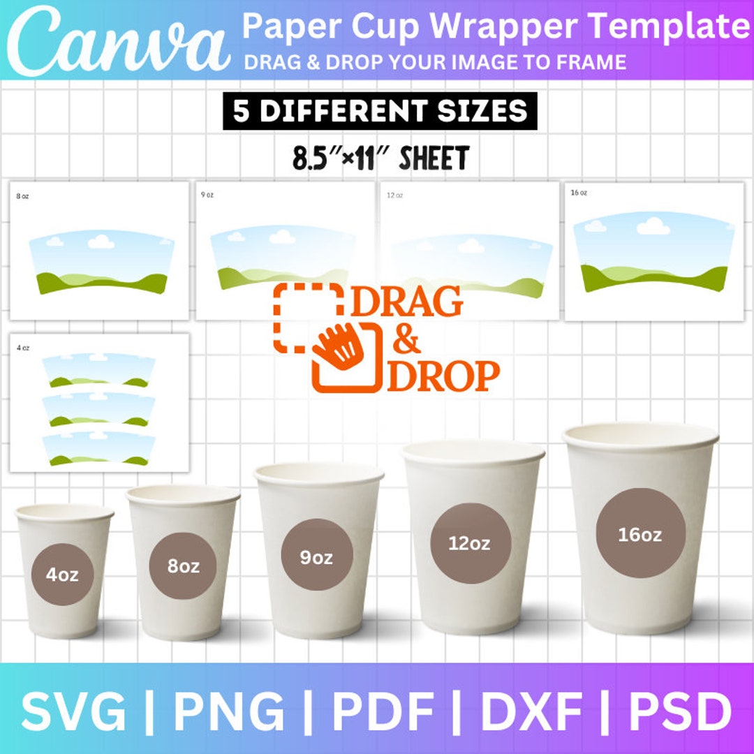 Paper Cup Wrapper Template Bundle, Paper Cup Template Svg Png, Canva ...