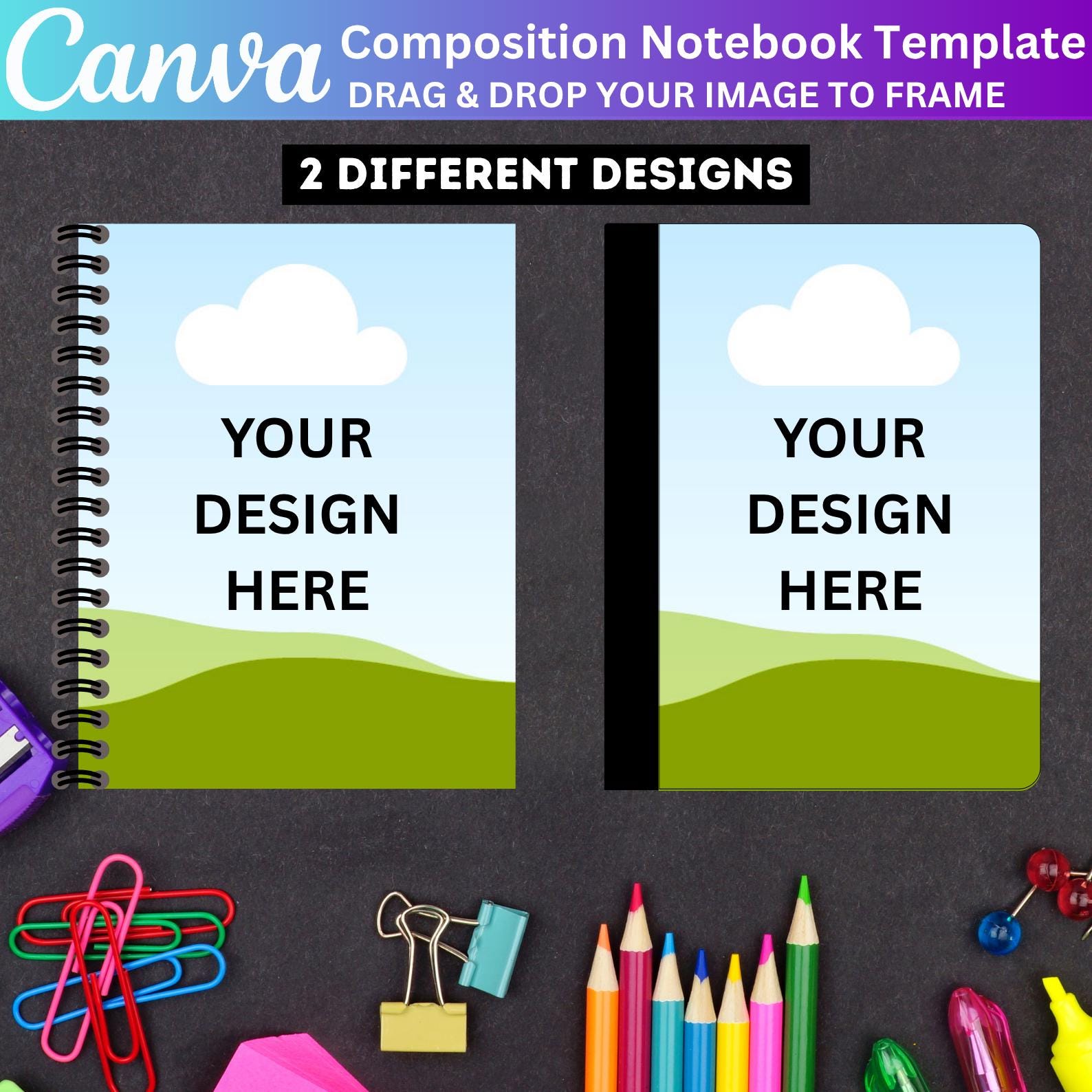 Composition Notebook Cover Template, Composition Book Fully Editable ...