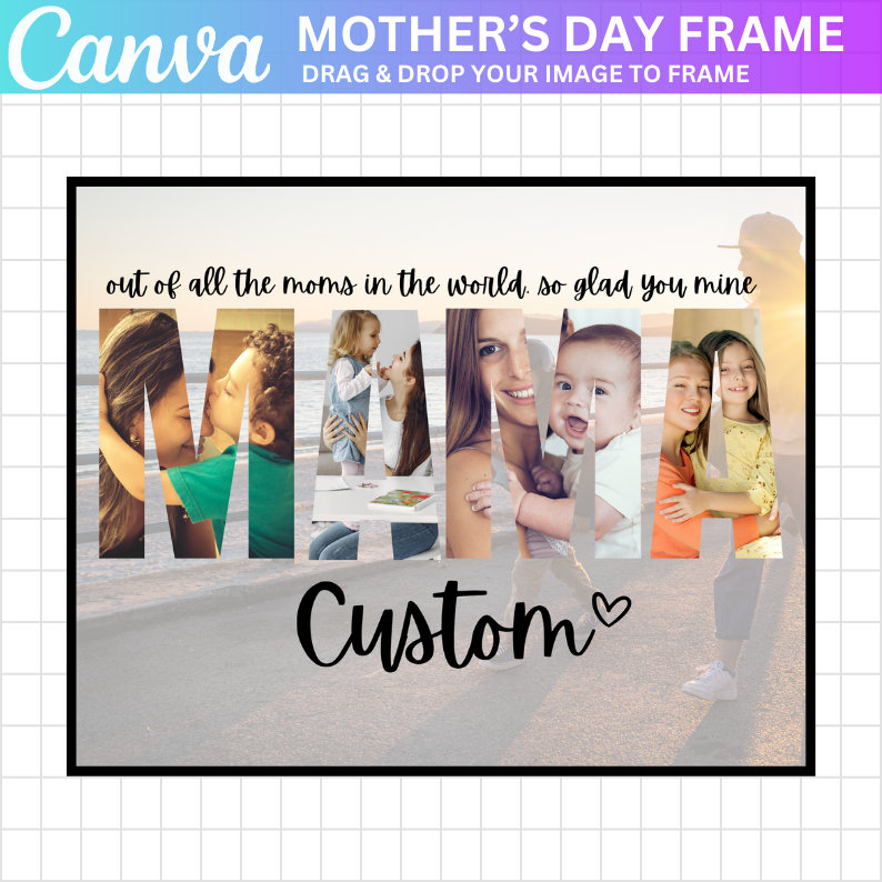 Mama Photo Collage, Mama Canva Frame Template, Mother Day Gift, Mom ...