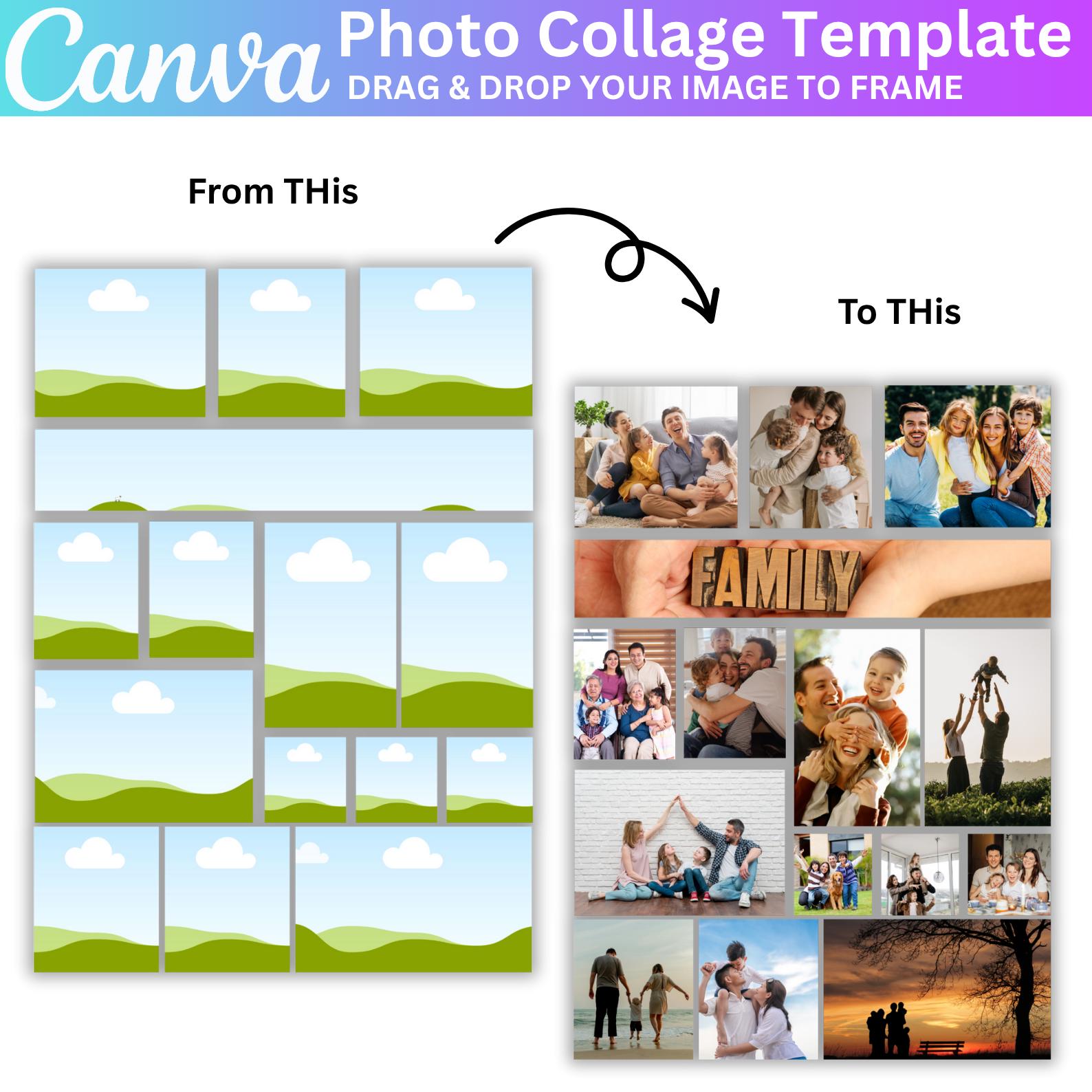 Photo Collage Canva Editable Template, Picture Collage Canva Drag and ...