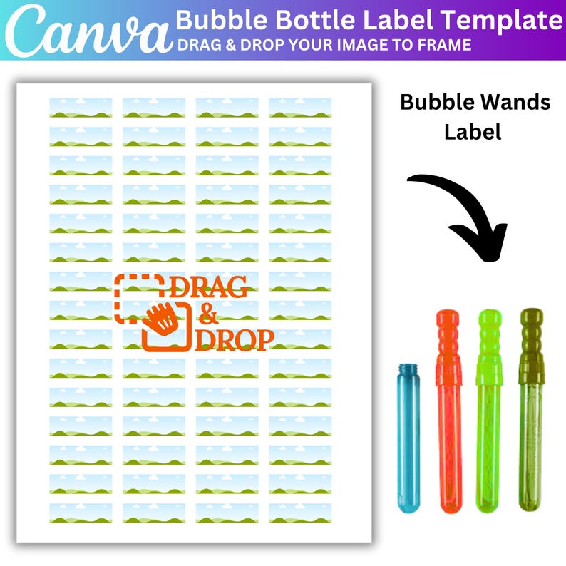 Bubble Bottle Label Template Bundle, Canva Editable Bubble Bottle Label ...