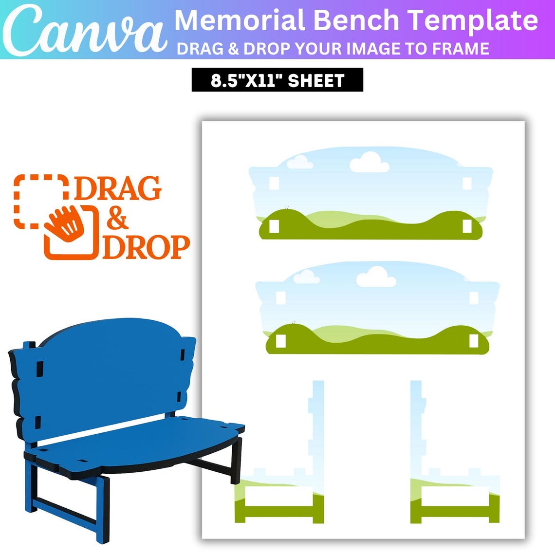 Memorial Bench Template, Canva Editable Memorial Bench, Sublimation ...