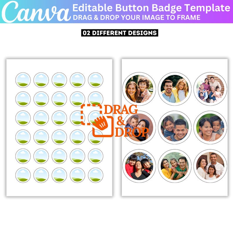 Canva Editable Button Badge Template, Blank Pin Button Canva Drag and ...