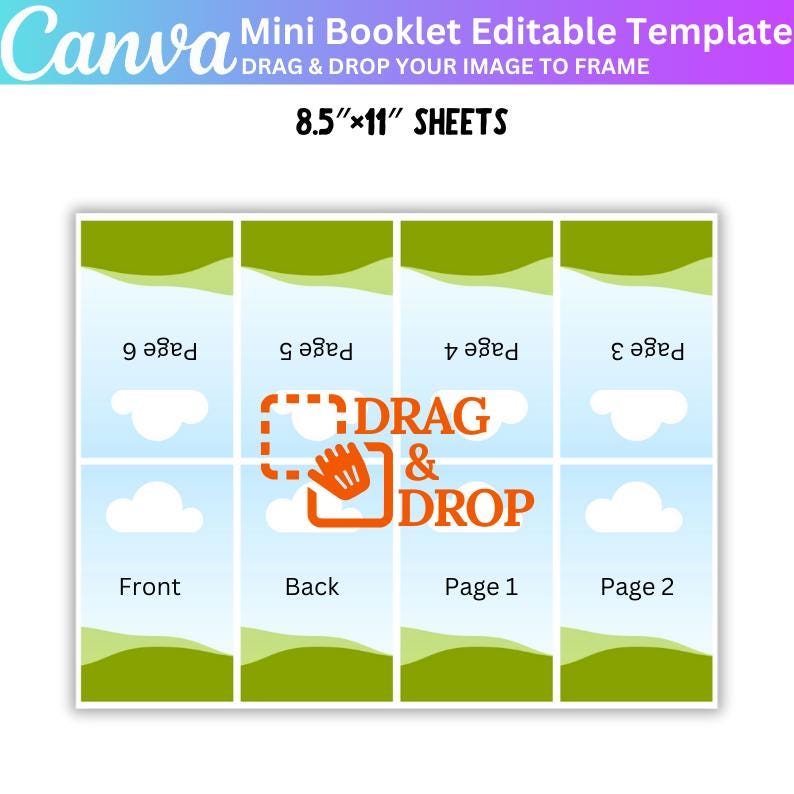 Booklet Canva Editable Template, Mini Coloring Book Template, Fold Book ...