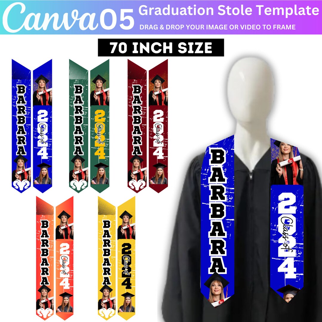 05 Graduation Stole Canva Editable Template, Graduation Sash ...