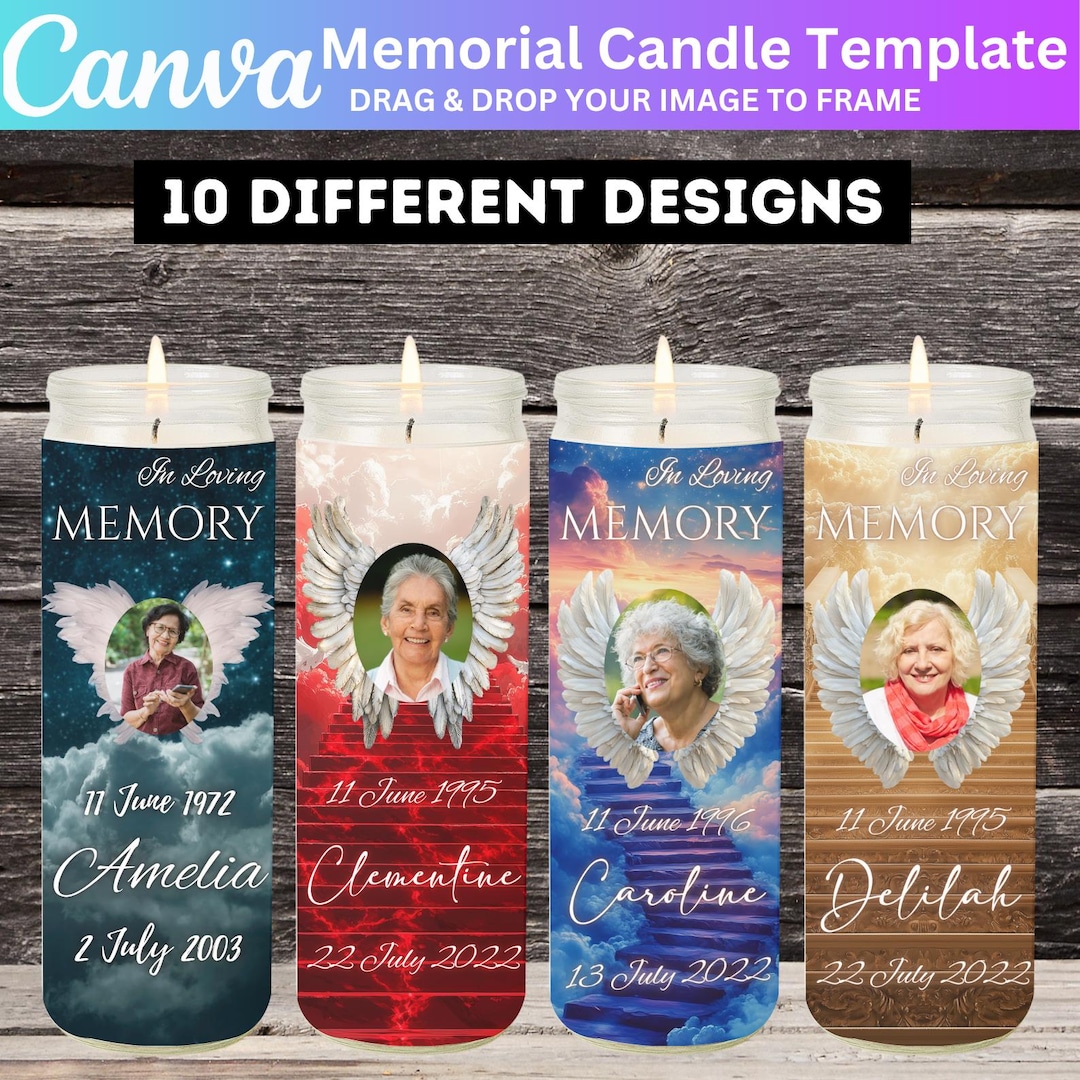 Memorial Candle Sticker Label Template, Remembrance Candle Stairway to ...