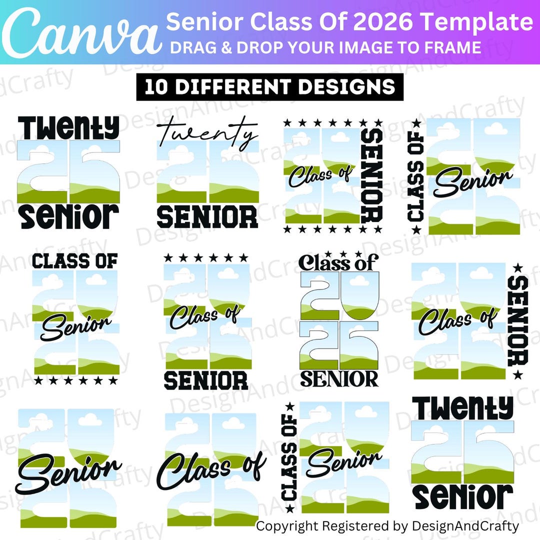 10 Editable Senior Frame 2026 Template, Senior Class of 2026 Canva ...
