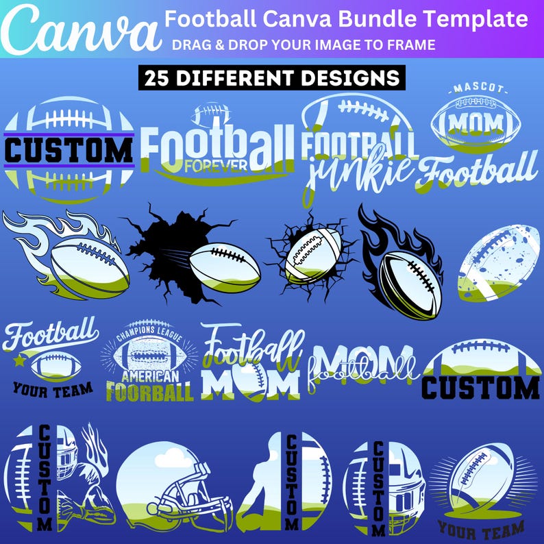 25 Football Frames Canva Template, Football Season Editable Frames ...