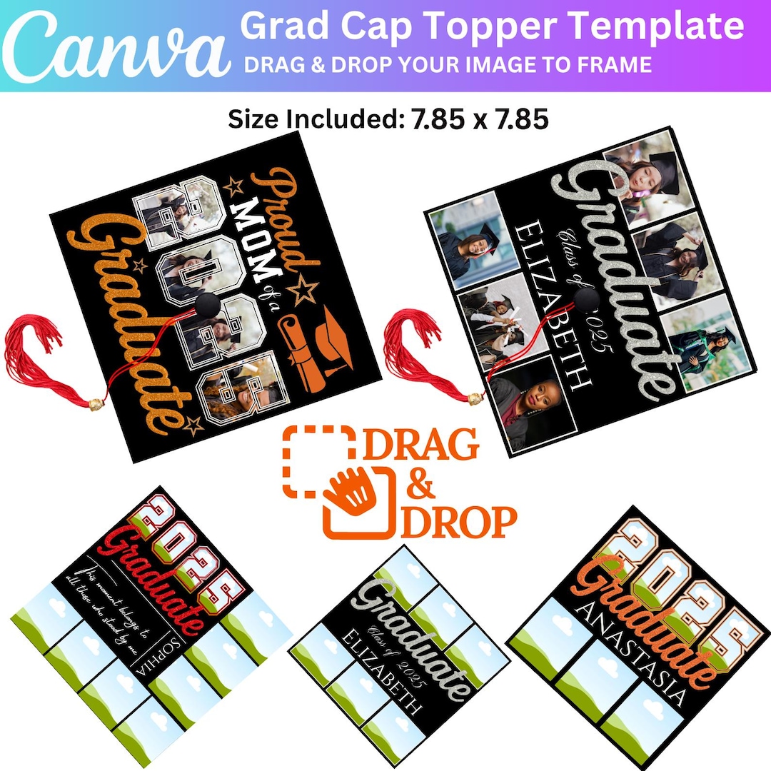 Custom Photo Graduation Topper Canva Editable Template, Graduation Cap ...