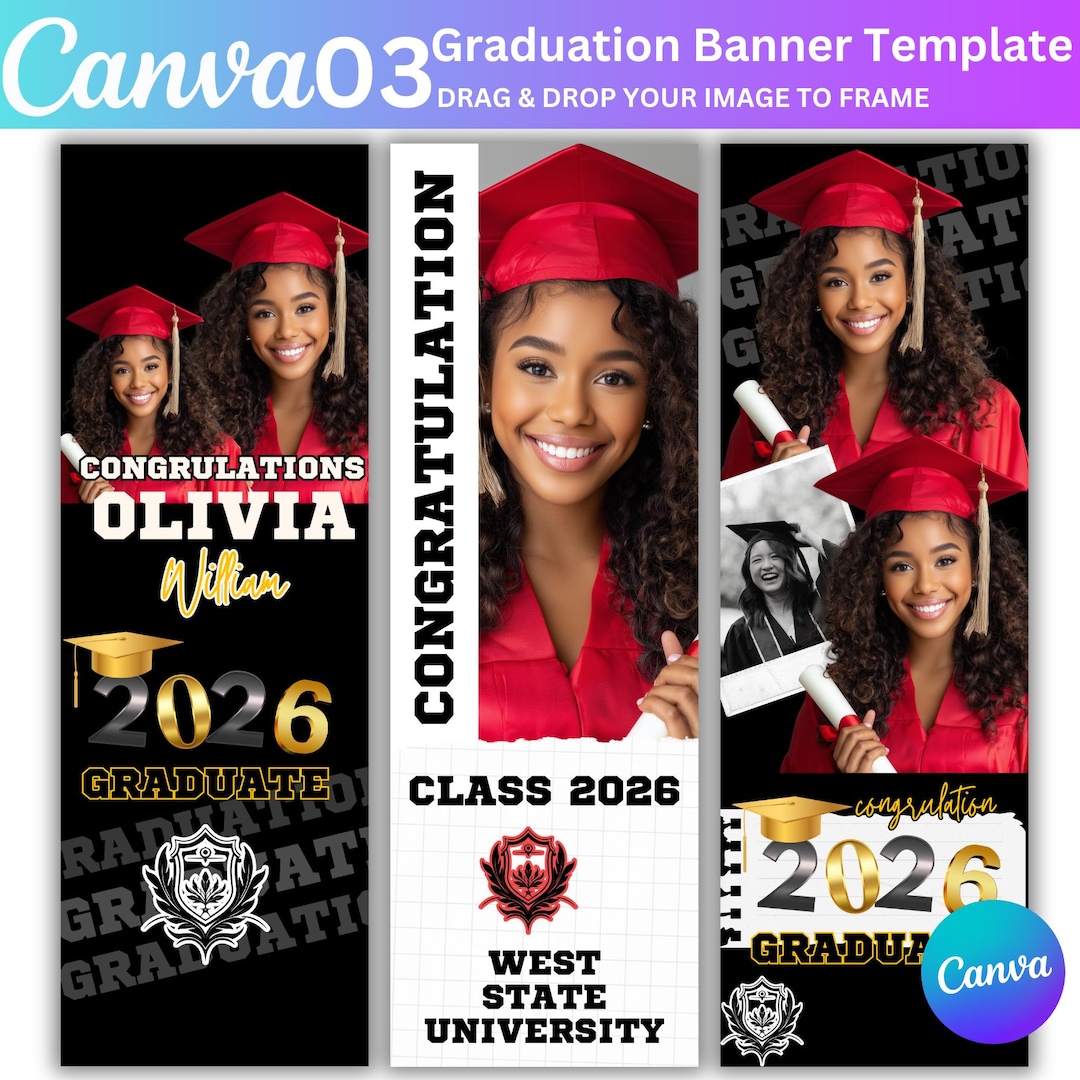 Graduation Banner Canva Editable Template, Graduation Banner for ...