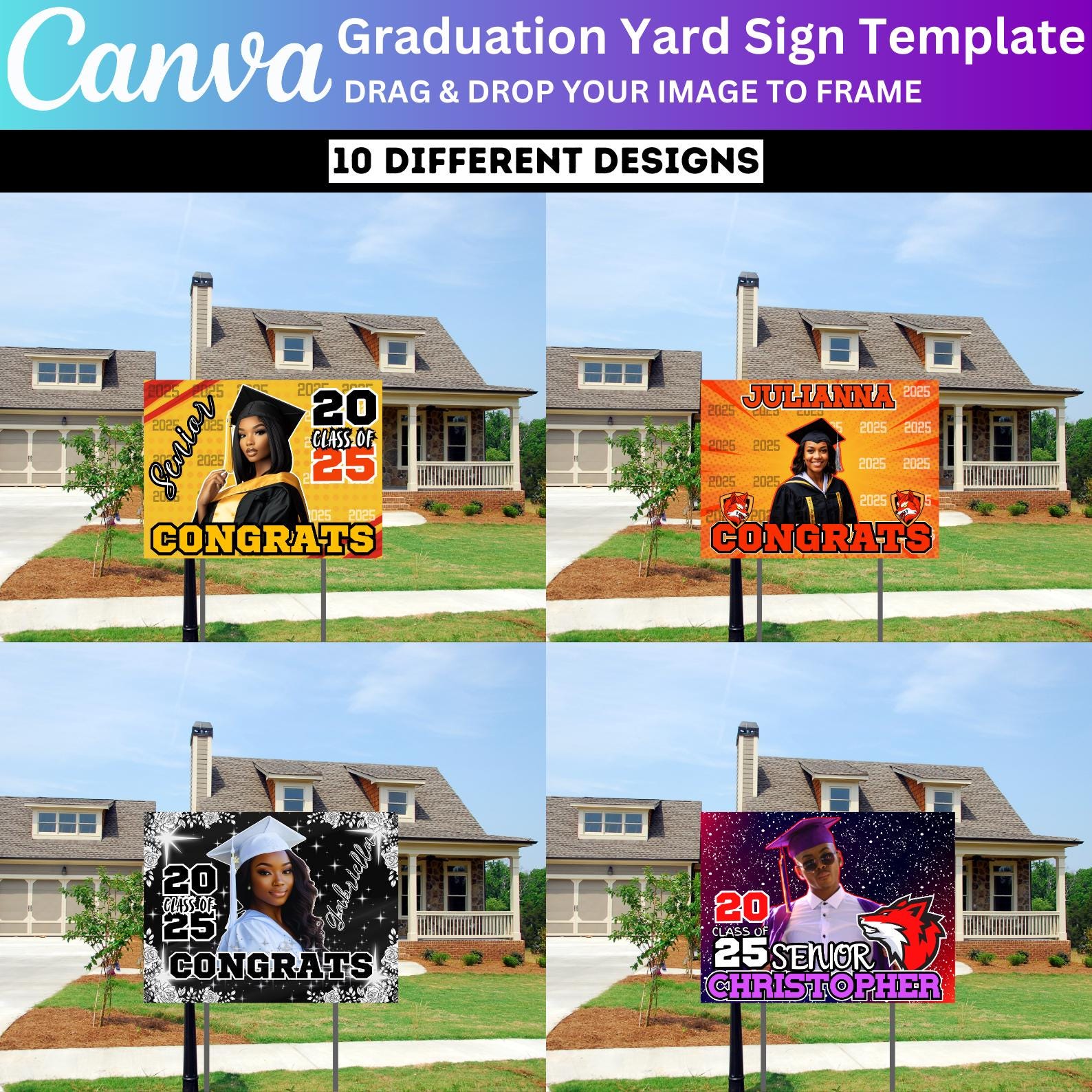 10 Graduation Yard Sign Canva Editable Template, Graduation Flag 2026 ...