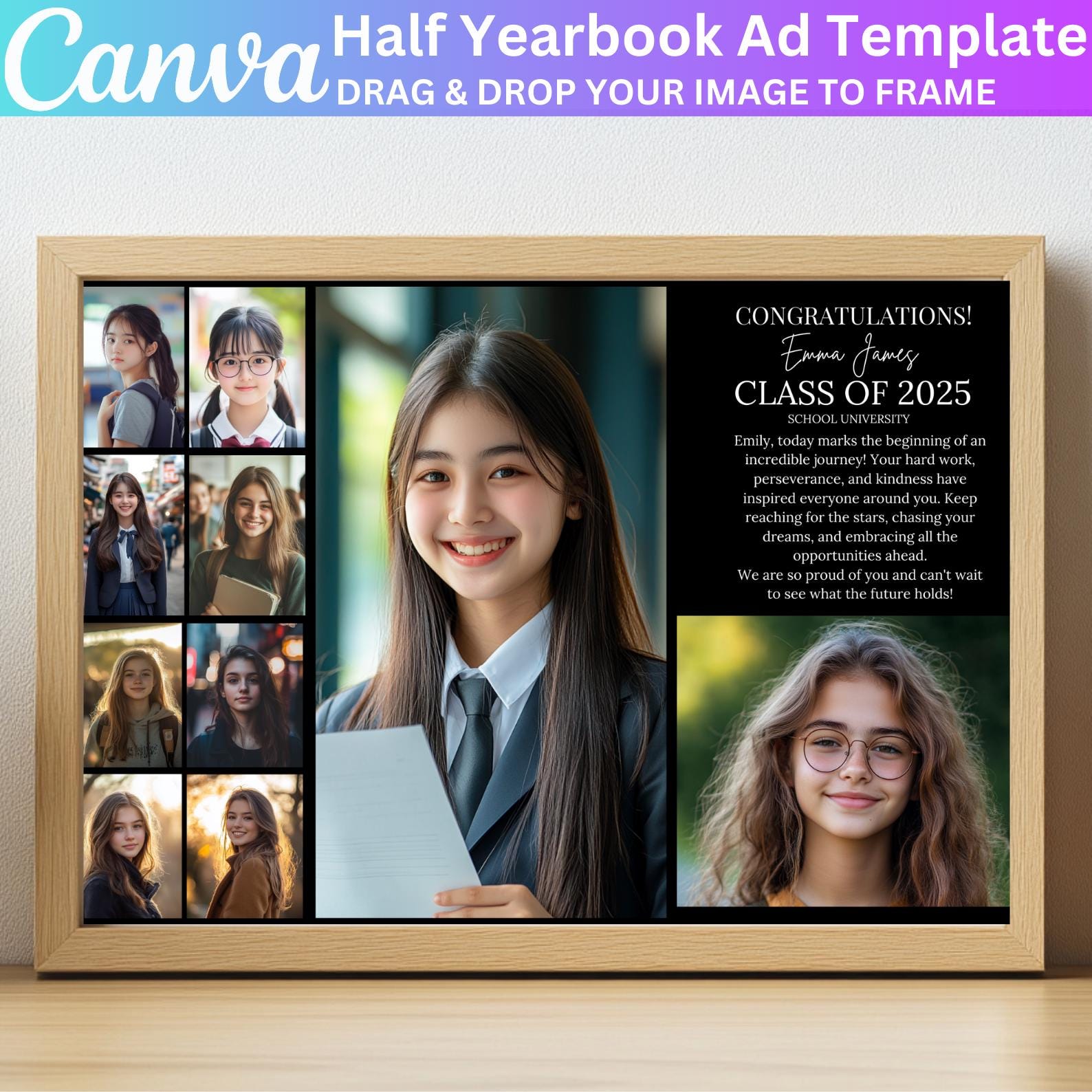 Half Page Yearbook Ad Canva Editable Template, Senior Yearbook Ad ...