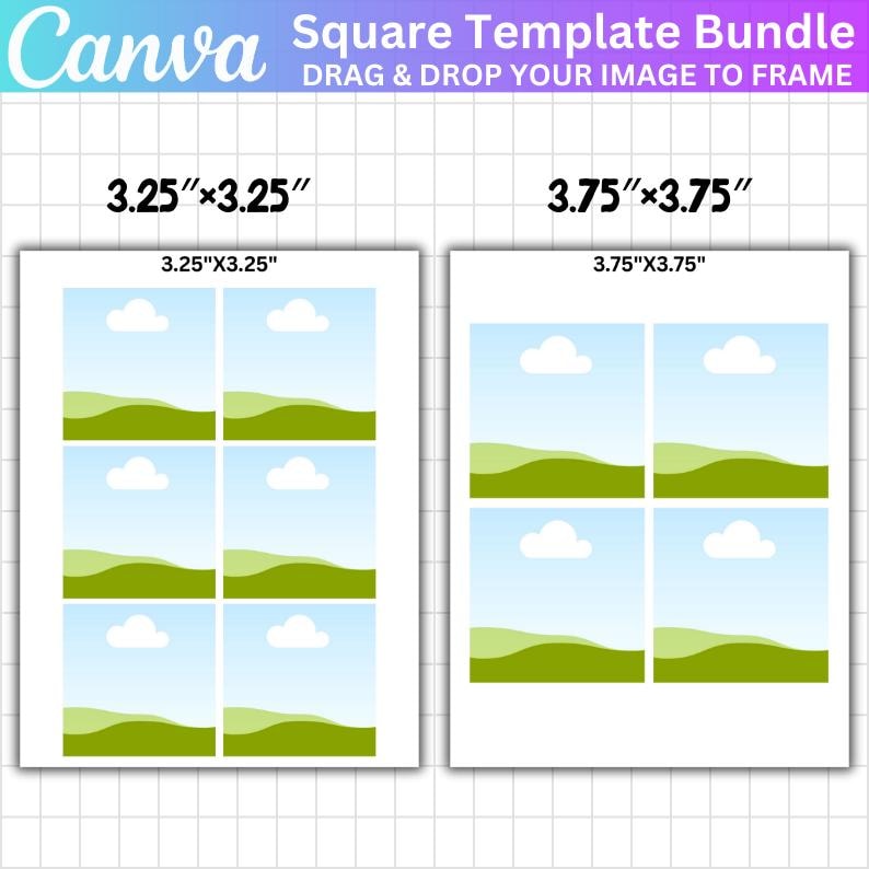 10 Square Template Bundle, Canva Editable Square Label, Magnet Template ...