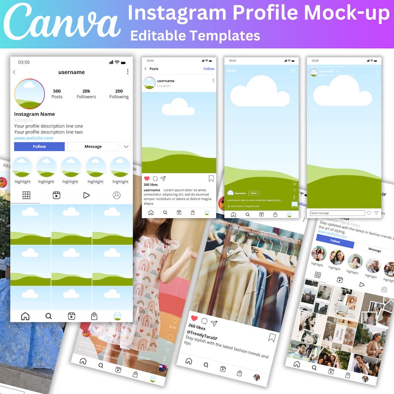 Instagram Profile Mock-up Template, Social Media Instagram Editable ...