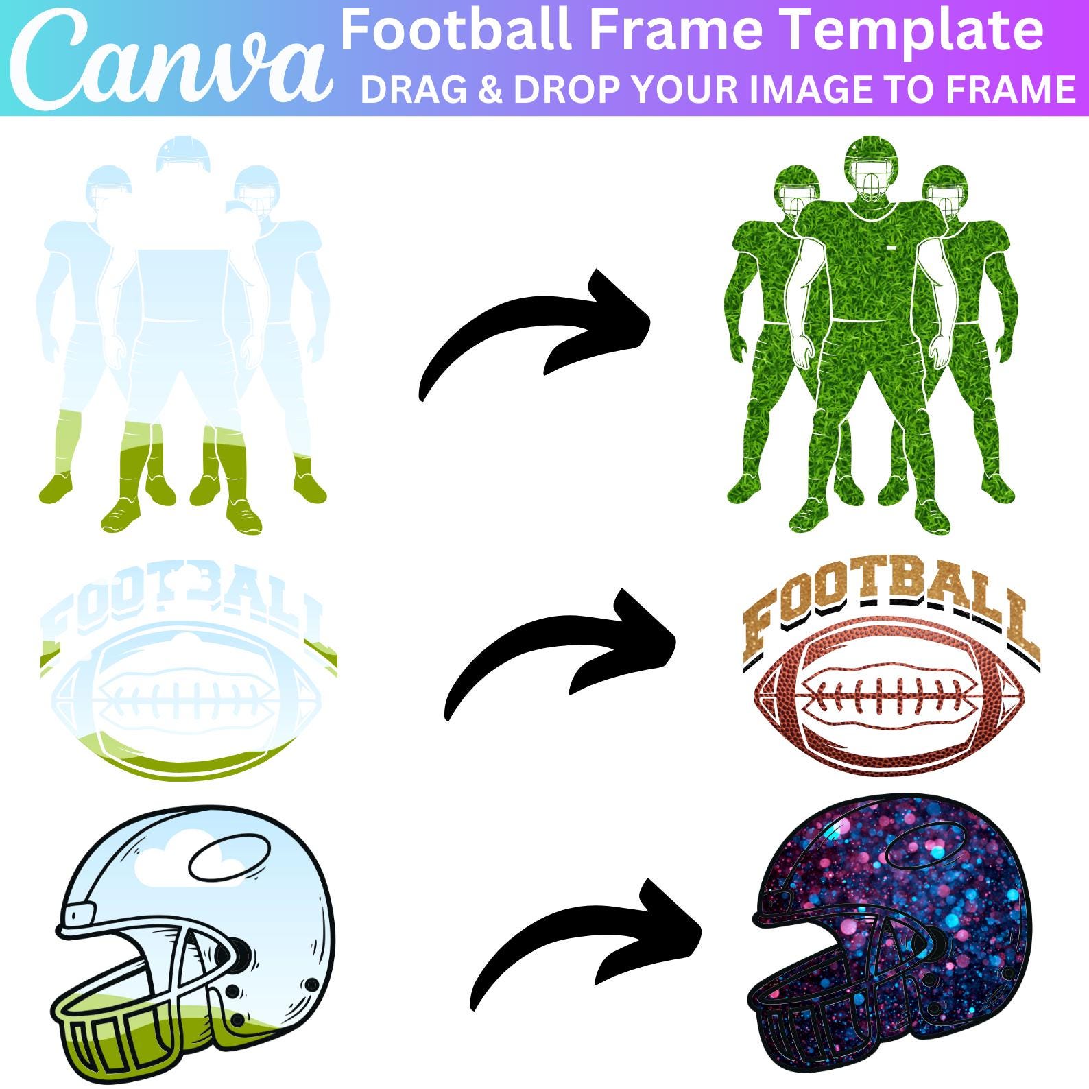 American Football Frames Canva Editable Template, Make Your Own ...