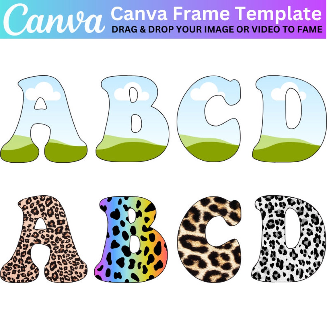 Canva Alphabets Template, Canva Alphabet Font, Canva Frame Template ...