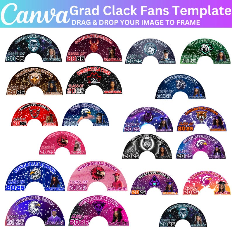 35 Graduation Clack Fan Canva Editable Template Bundle, 2025 Clack Fan ...