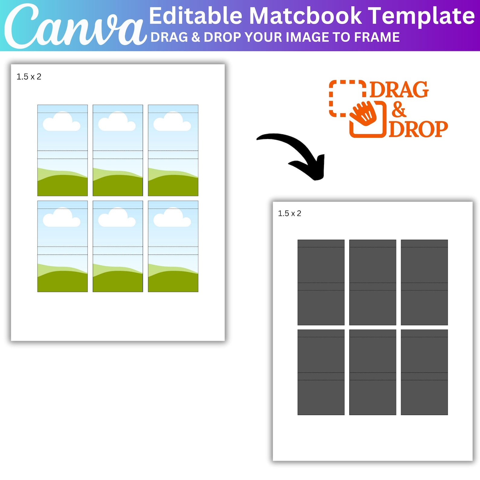 Matchbook Template, Matchbox Label Canva Editable Frame, Blank Matchbox ...