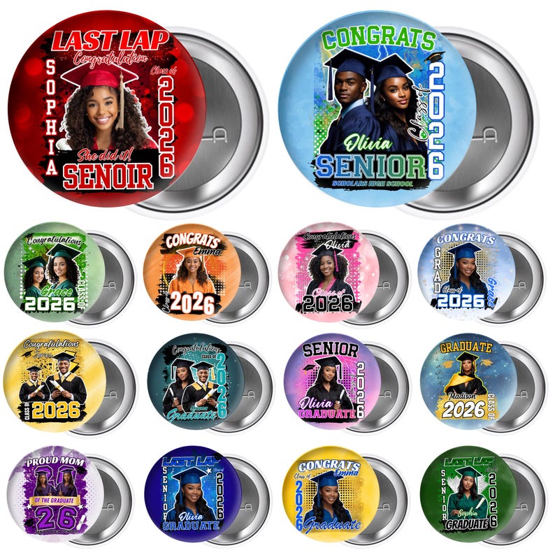 Graduation Pin Button Mega Bundle, Class of 2026 Pin Button Template ...