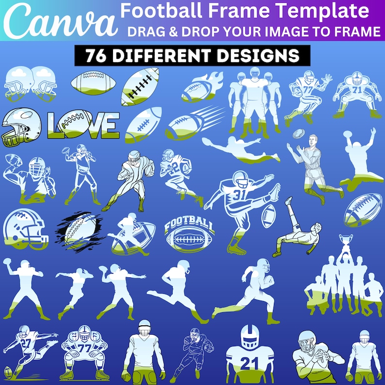 70+ Football Frames Canva Template Mega Bundle, Football Season ...