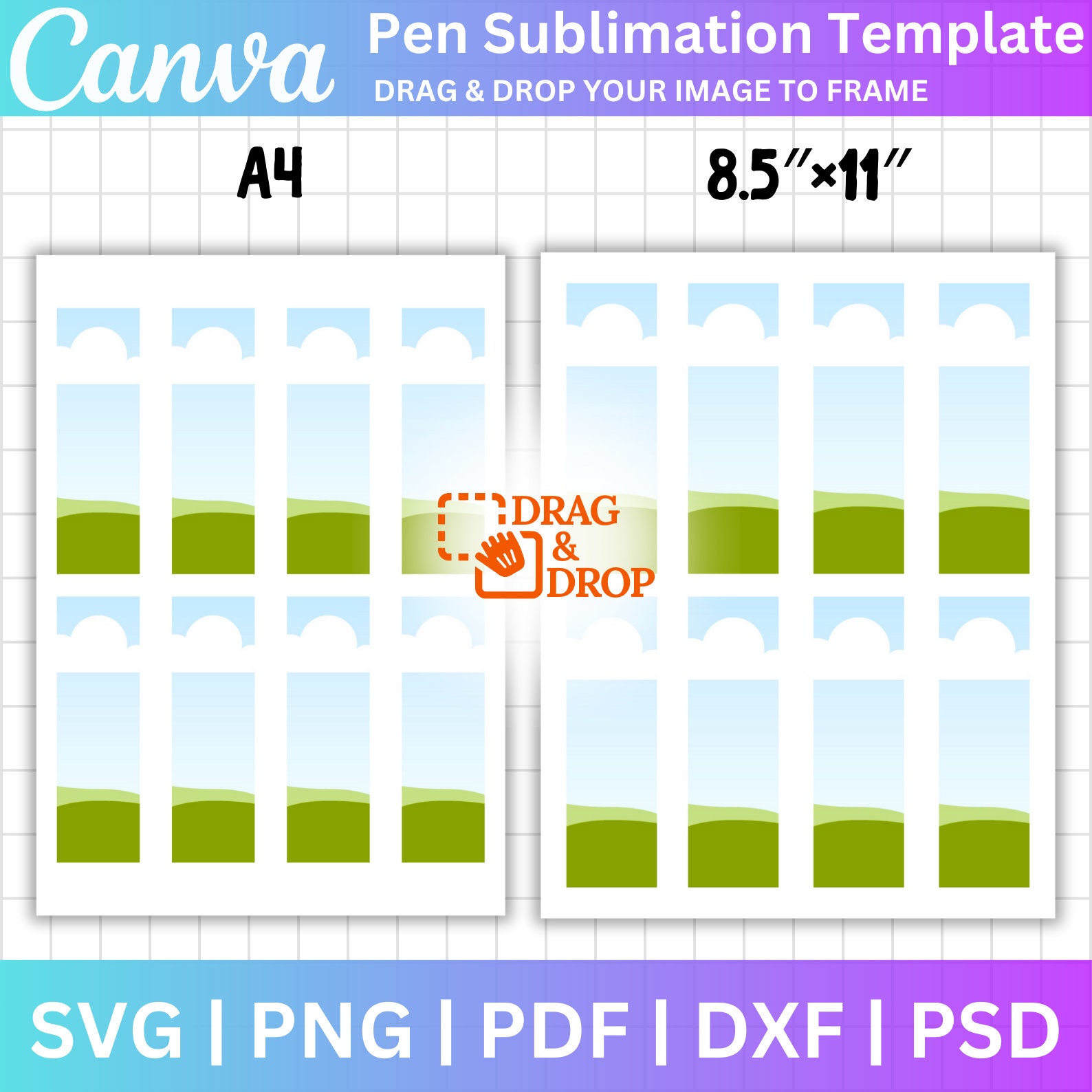 Pen Wrap Sublimation Template, Epoxy Pen Wrap Template, Canva Editable ...