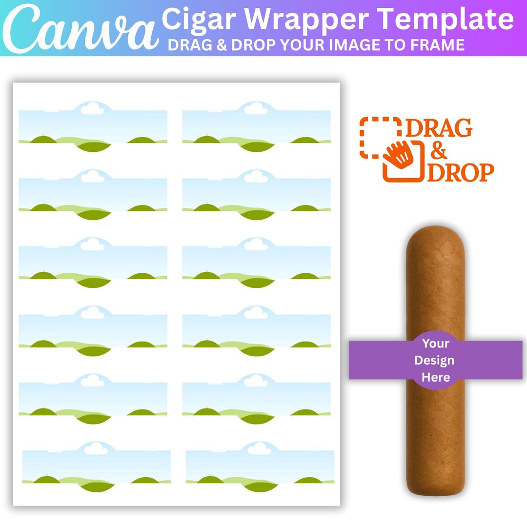 Cigar Wrapper Template, Canva Editable Cigar Label Template, Blank ...