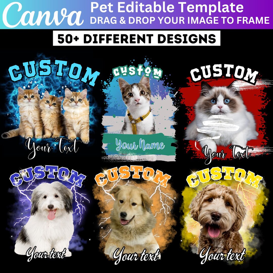 Pet Bootleg Canva Editable Template, Dog or Cat Tshirt Template, Custom ...