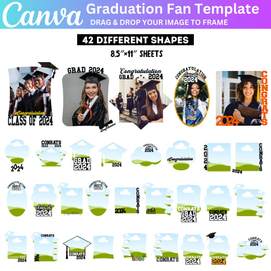 Grad Paddle Fan Template Bundle, Graduate Fan Svg Png, Canva Editable ...