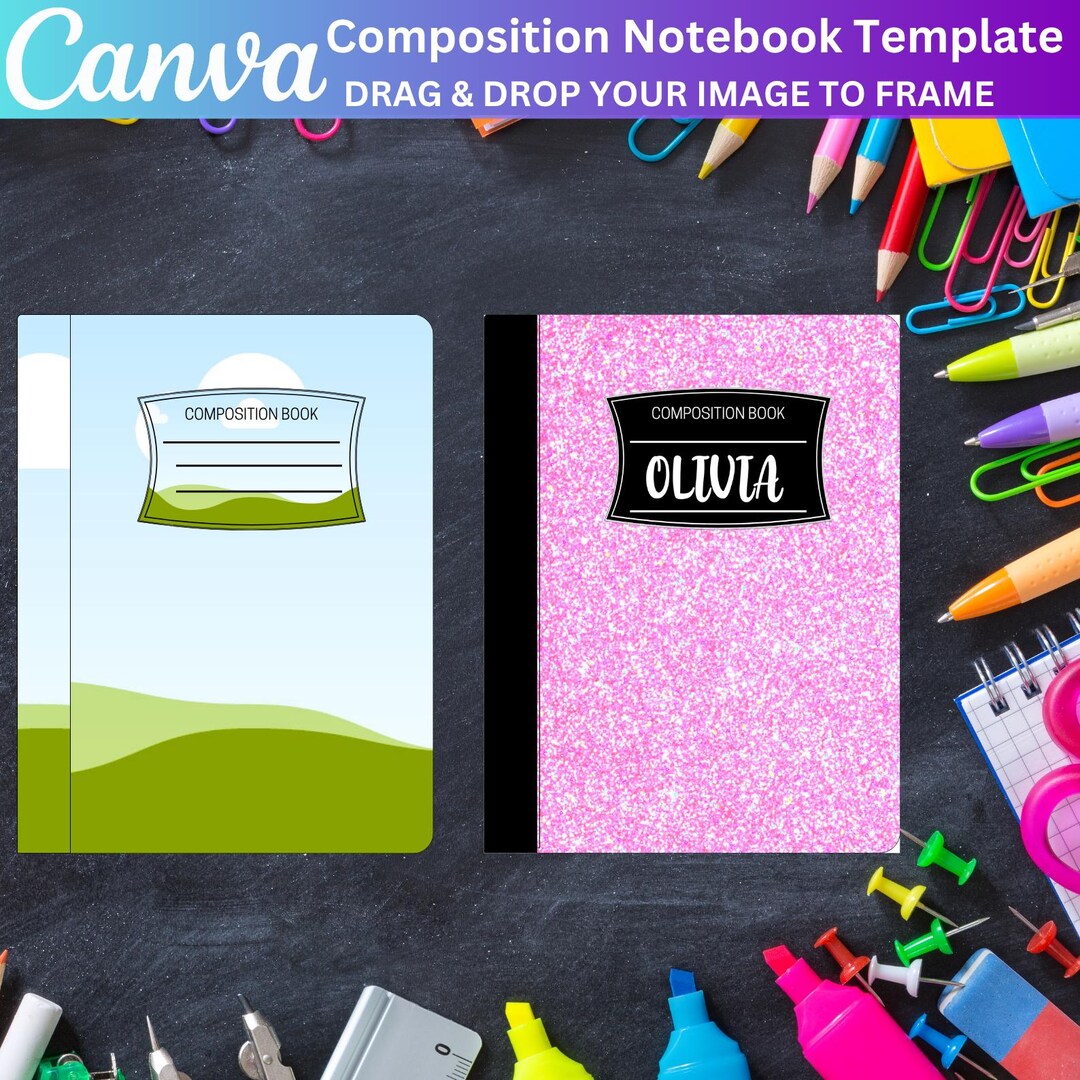 Composition Notebook Canva Frame, Composition Notebook Cover Canva ...