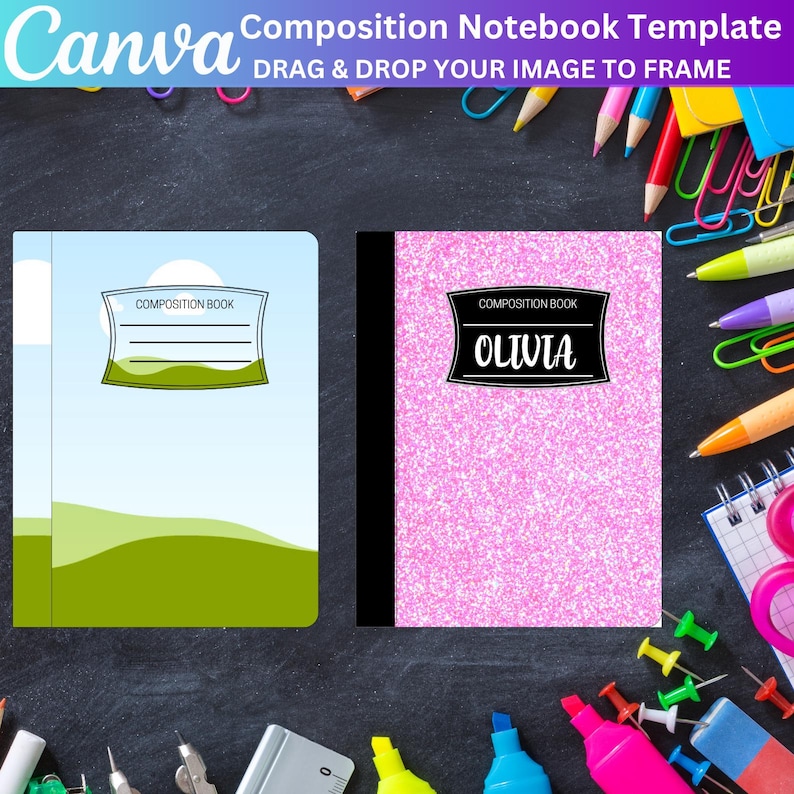 Composition Notebook Canva Frame, Composition Notebook Cover Canva ...