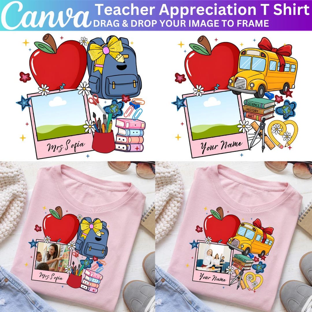 Personalized Teacher Canva Editable Designs, Custom Name Shirt Photo ...