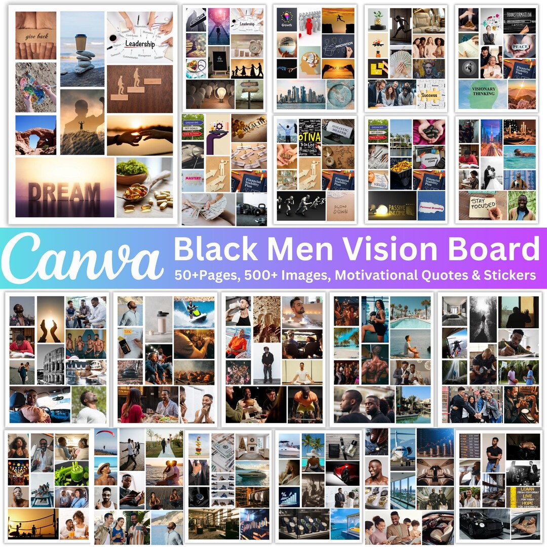 Black Men Vision Board Kit, 2026 Vision Board Collage Kit, Printable ...
