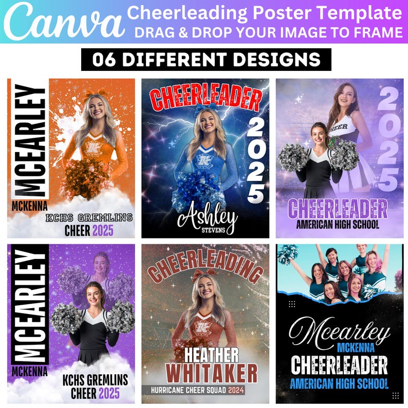 06 Cheerleading Canva Editable Template, Sports Photography, Senior ...