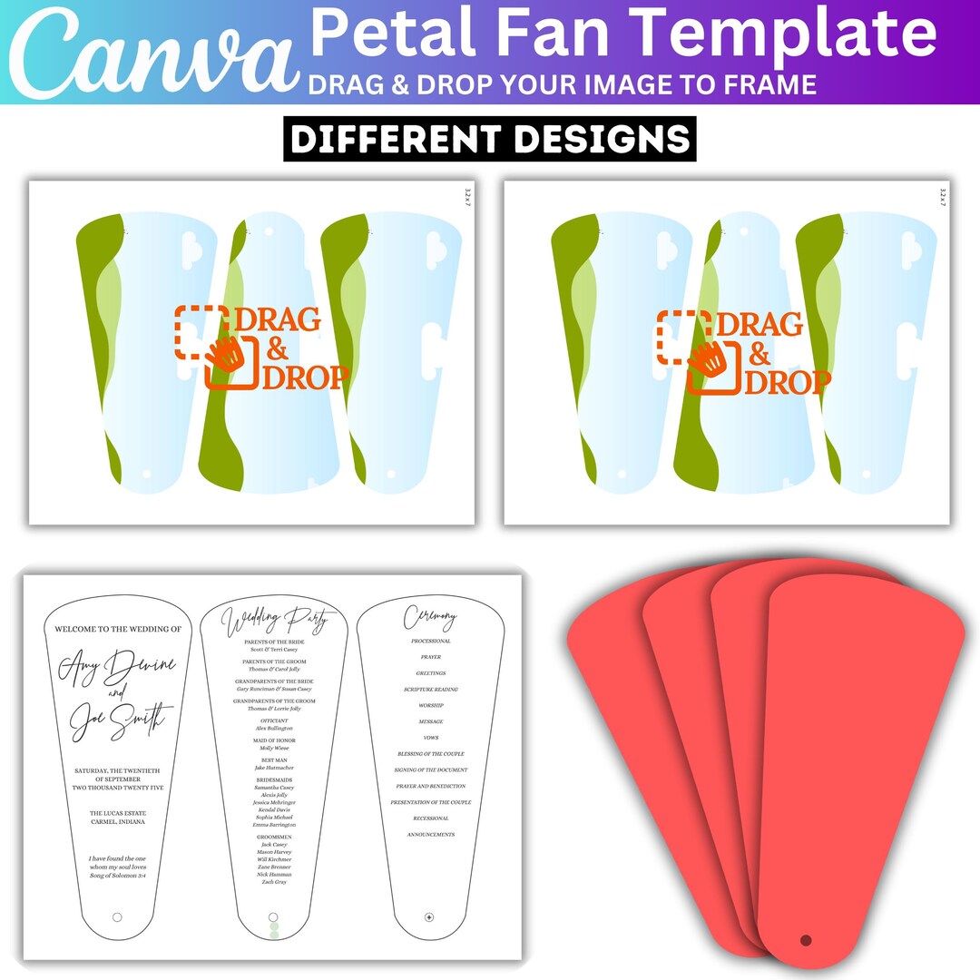 Petal Fan Canva Template, Wedding Petal Fan Canva Editable Template ...