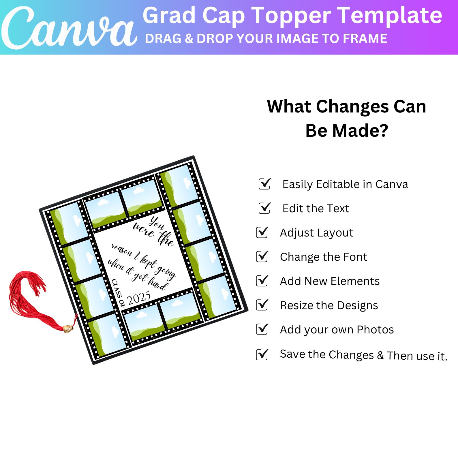 Custom Photo Graduation Topper Canva Editable Template, Graduation Cap ...