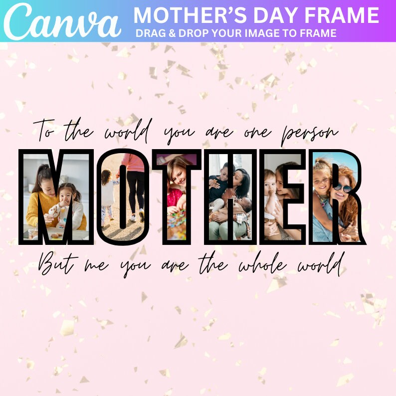 Mother's Day Canva Template, Mom Canva Frame Bundle, Wear Heart on ...