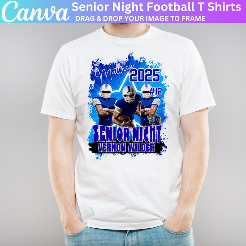 30 Senior Night Football Shirt Template, Canva Editable Football Mascot ...