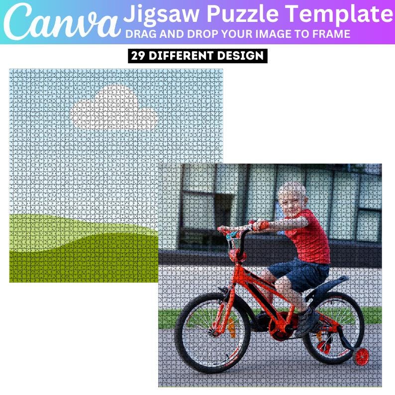 Jigsaw Puzzle Canva Frame Template, Canva Editable Frame, Printable ...